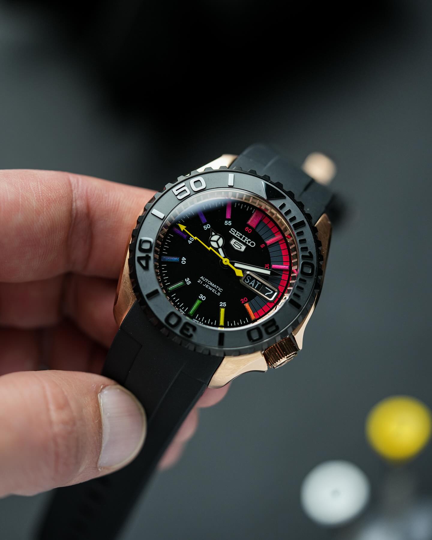 SIKO [5 SPORT] BLACK MULTI GOLDEN RUBBER WATCH